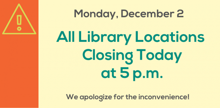 Closing 5pm – Springfield City Library